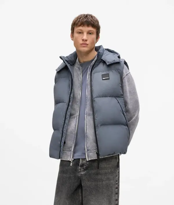 KL JEANS Jeans Hooded Quilted Puffer Vest - Grisaille