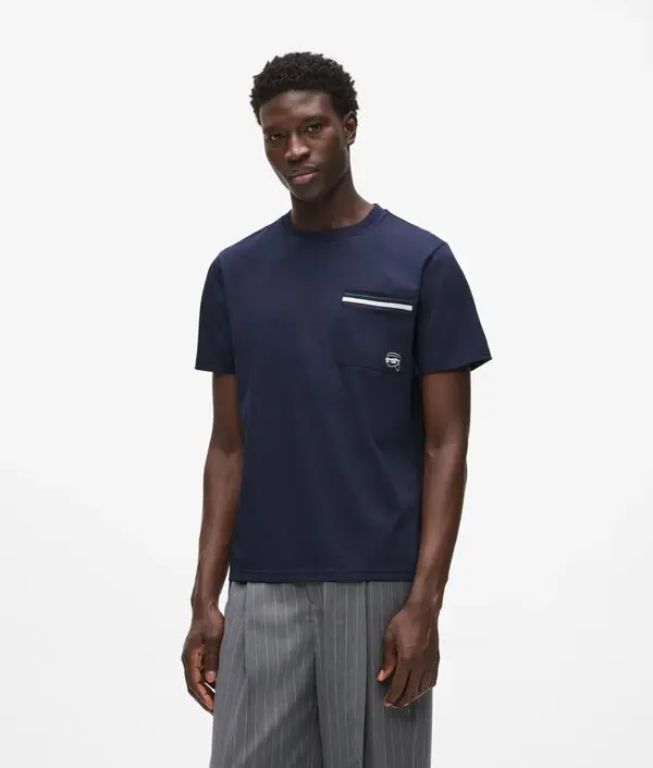 Karl Lagerfeld Ikon Stripe Pocket T-shirt - Peacoat
