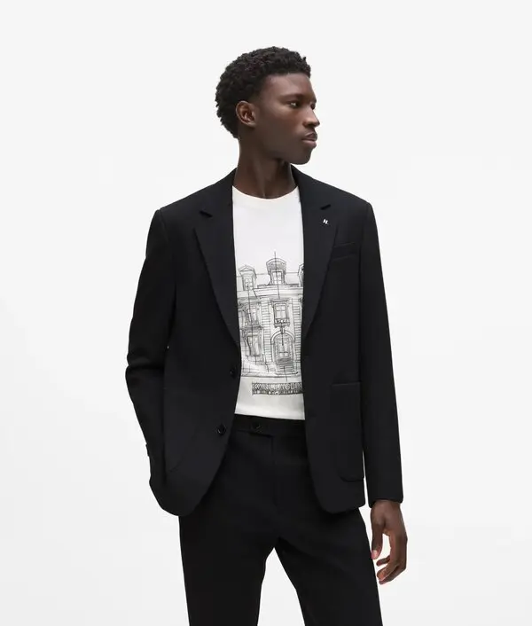 Karl Lagerfeld Patch Pocket Punto Blazer - Black