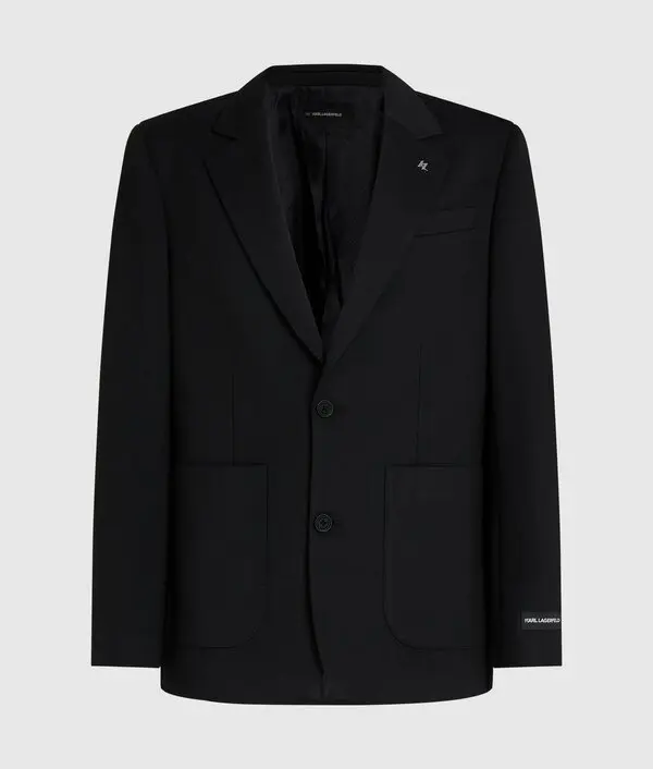 Karl Lagerfeld Patch Pocket Punto Blazer - Black