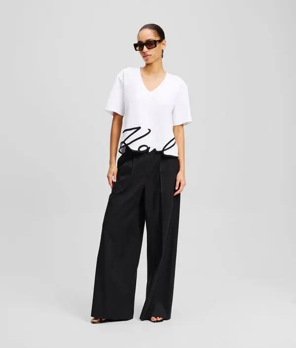 Karl Lagerfeld Embroidered V-neck T-shirt - White
