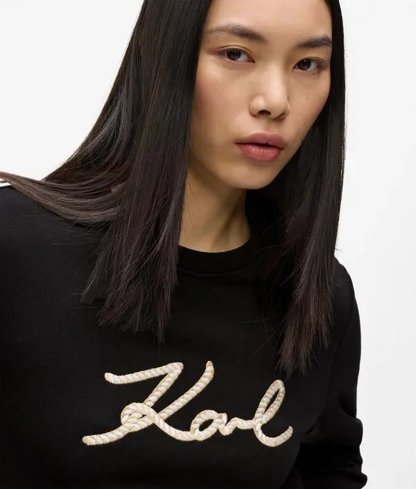 Karl Lagerfeld Signature Rope Detail Crewneck Sweatshirt