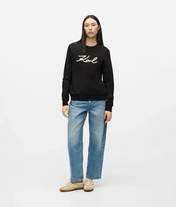 Karl Lagerfeld Signature Rope Detail Crewneck Sweatshirt