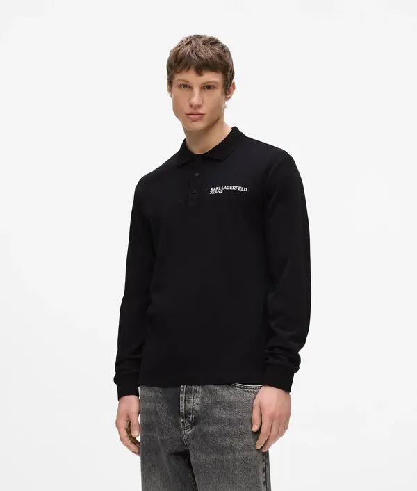 KL JEANS Long-sleeved Logo Polo Shirt - Black