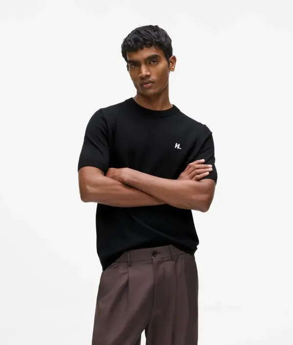 Karl Lagerfeld Monogram Merino Wool T-shirt - Black