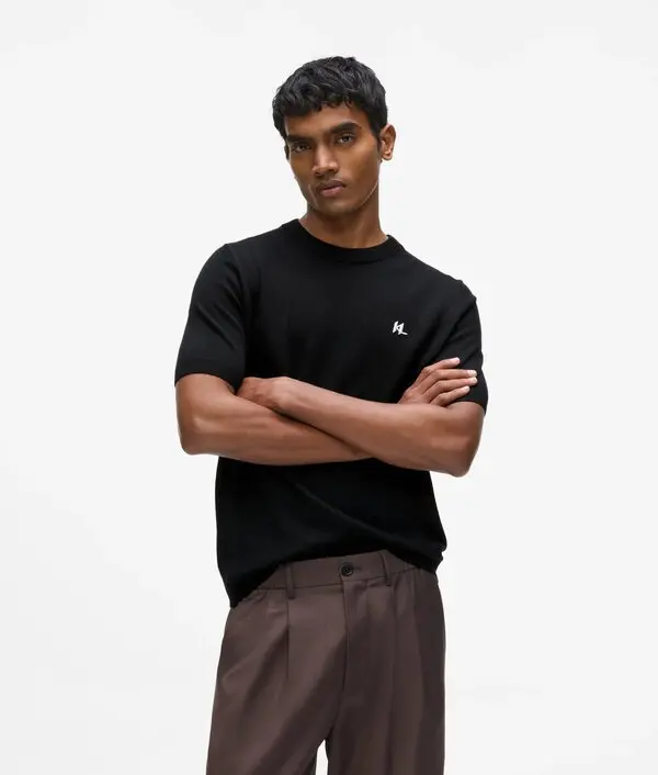 Karl Lagerfeld Monogram Merino Wool T-shirt - Black
