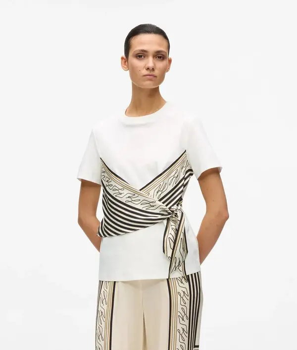 Karl Lagerfeld Scarf Print T-shirt - Cannoli Cream