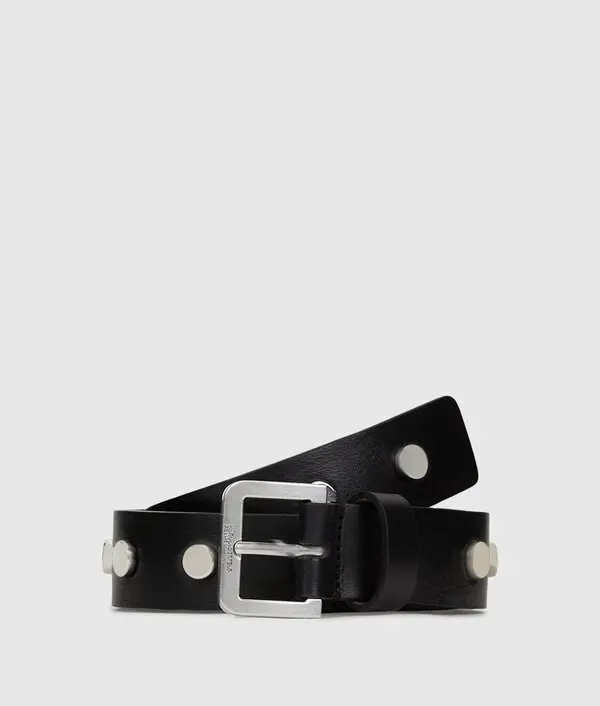 KL JEANS Studded Leather Belt - Black