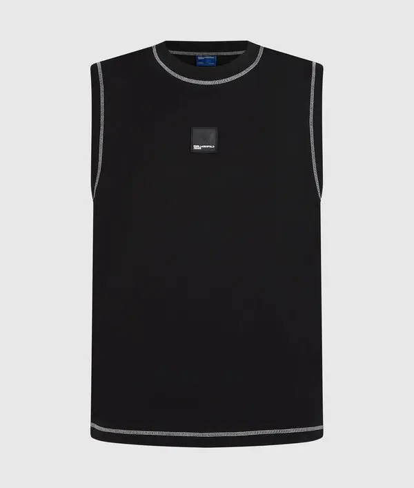 KL JEANS Relaxed Contrast Stitch Sleeveless Top - Black