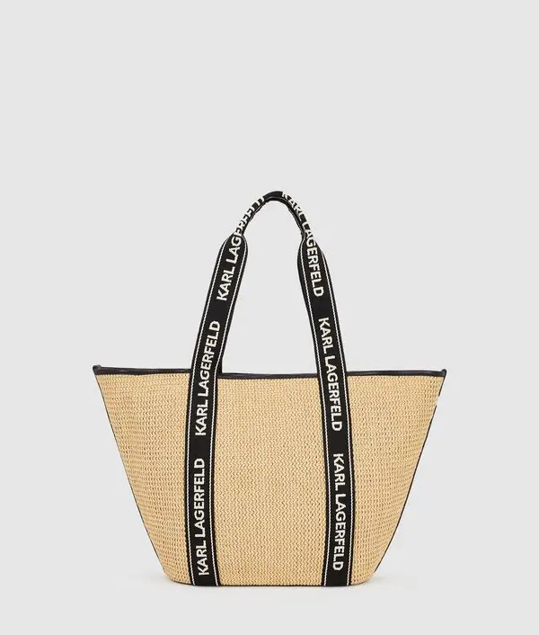 Karl Lagerfeld Logo Woven Tote Bag - Natural