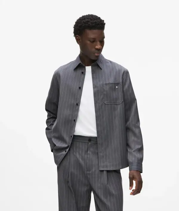 Karl Lagerfeld Pinstripe Wool‑blend Shirt