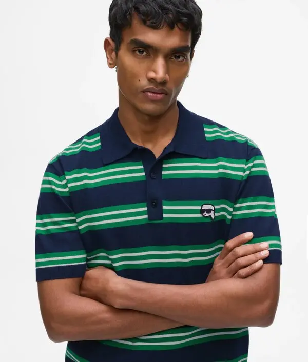Karl Lagerfeld Ikon Stripe Knit Polo Shirt