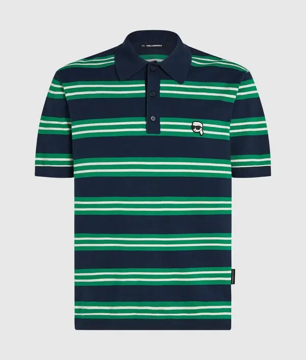 Karl Lagerfeld Ikon Stripe Knit Polo Shirt