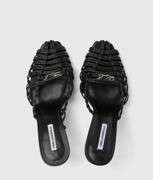 Karl Lagerfeld Debutante Woven Leather Heeled Sandals