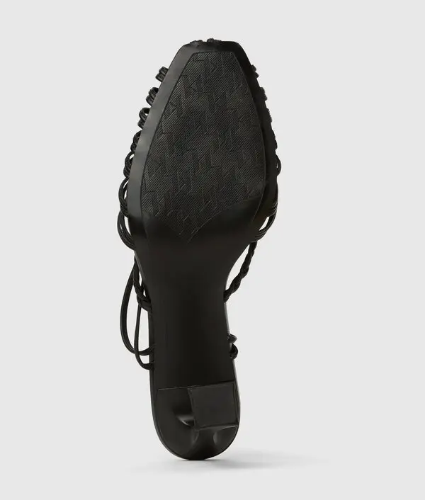 Karl Lagerfeld Debutante Woven Leather Heeled Sandals