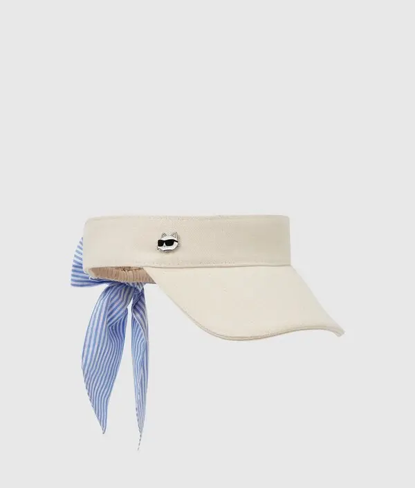 Karl Lagerfeld Ikon Choupette Tie Detail Visor - Natural