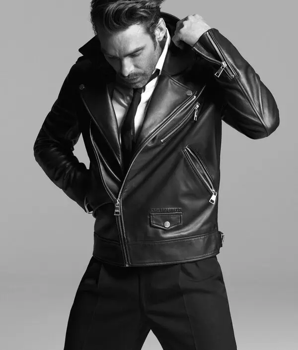 Karl Lagerfeld Essential Leather Biker Jacket