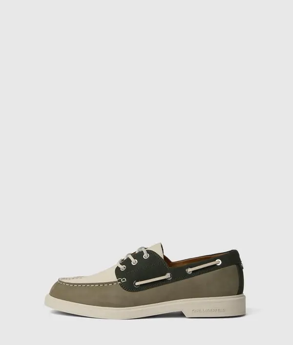 Karl Lagerfeld Kori Tri-color Boat Shoes - Khaki