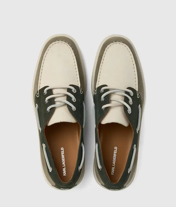 Karl Lagerfeld Kori Tri-color Boat Shoes - Khaki