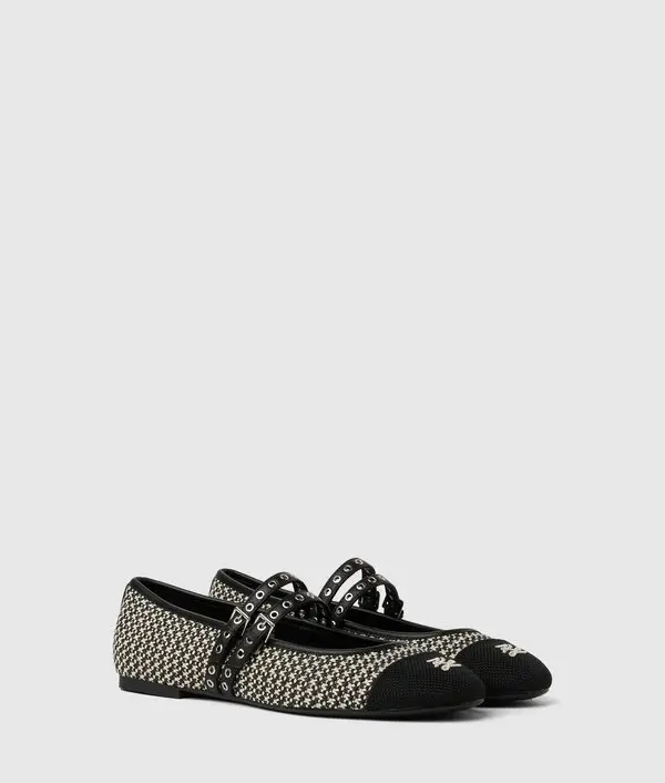 Karl Lagerfeld Karo Strap Pumps In Woven Finish