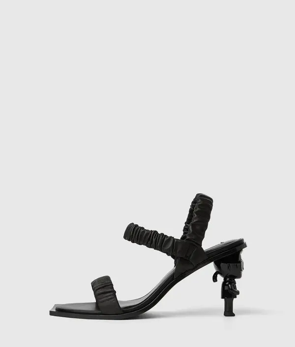 Karl Lagerfeld Sheep Leather Ruched Slingbacks With Ikon Karl Molded Heel - Black
