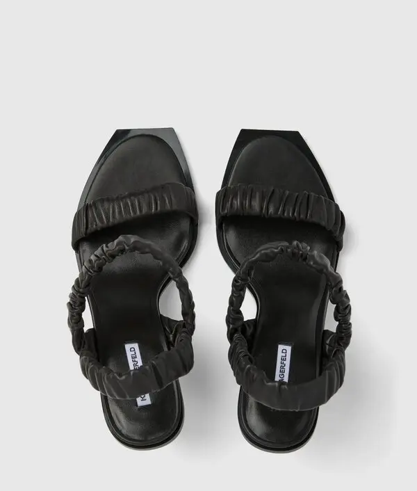 Karl Lagerfeld Sheep Leather Ruched Slingbacks With Ikon Karl Molded Heel
