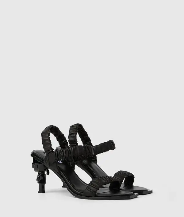 Karl Lagerfeld Sheep Leather Ruched Slingbacks With Ikon Karl Molded Heel