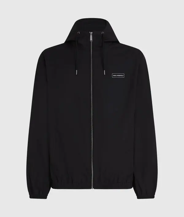 Karl Lagerfeld Hooded Logo Patch Zip-up Jacket