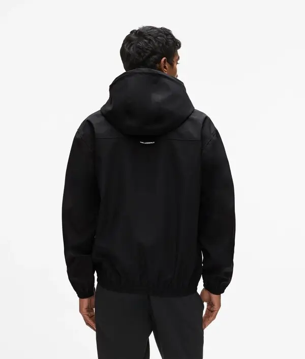 Karl Lagerfeld Hooded Zip-up Jacket With Logo Patch