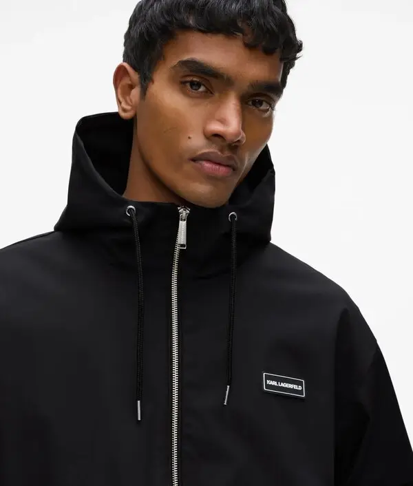 Karl Lagerfeld Hooded Zip-up Jacket With Logo Patch