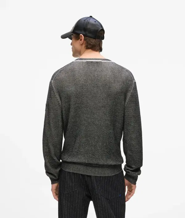KL JEANS Jeans Waffle Knit Crew Neck Sweater