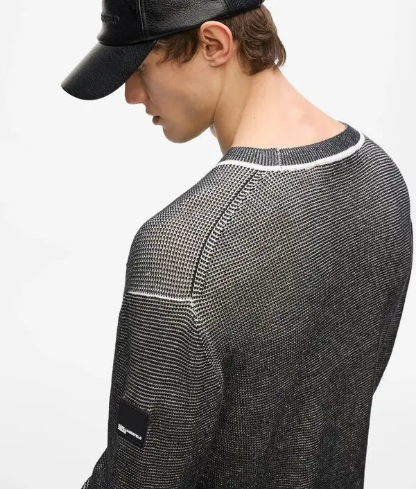 KL JEANS Jeans Waffle Knit Crew Neck Sweater