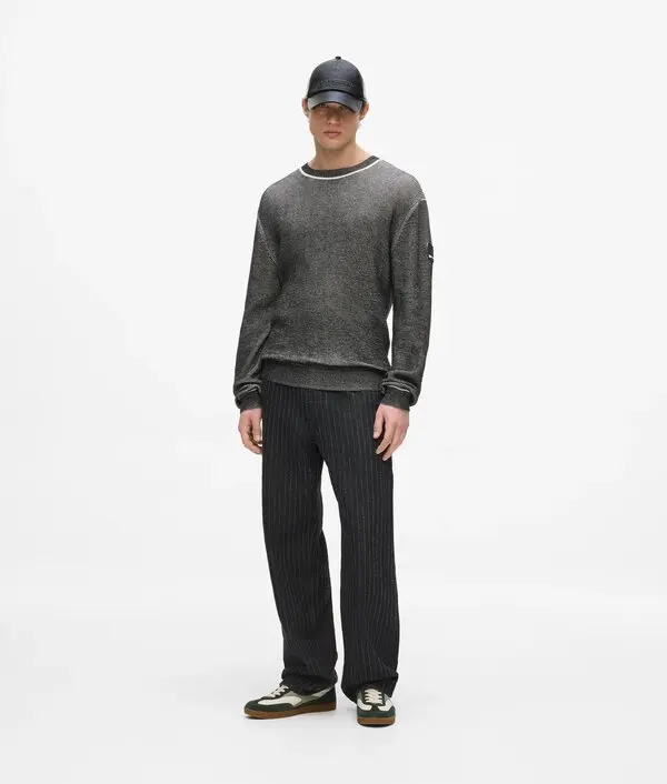 KL JEANS Jeans Waffle Knit Crew Neck Sweater