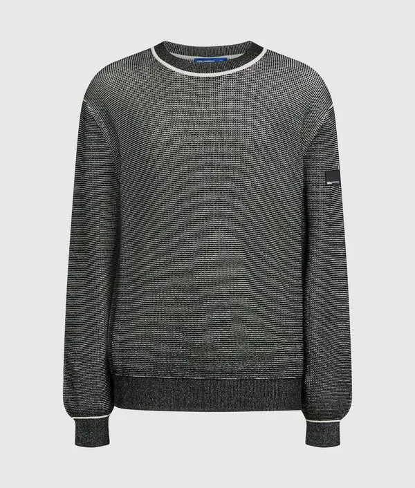 KL JEANS Jeans Waffle Knit Crew Neck Sweater