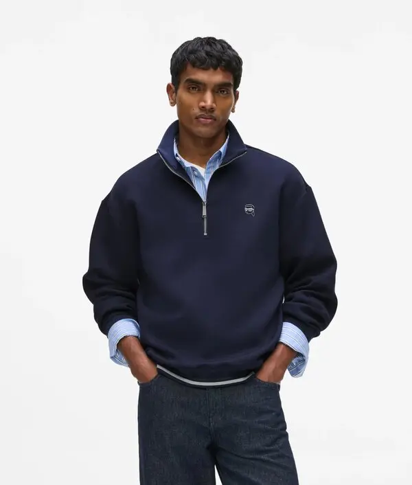 Karl Lagerfeld Ikon Half Zip Sweatshirt - Peacoat