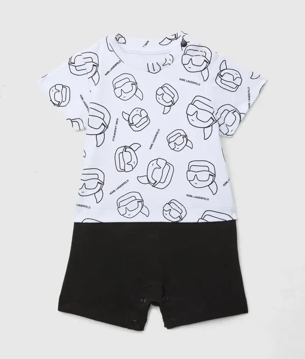 Karl Lagerfeld Baby Ikon Romper Suit - White/black