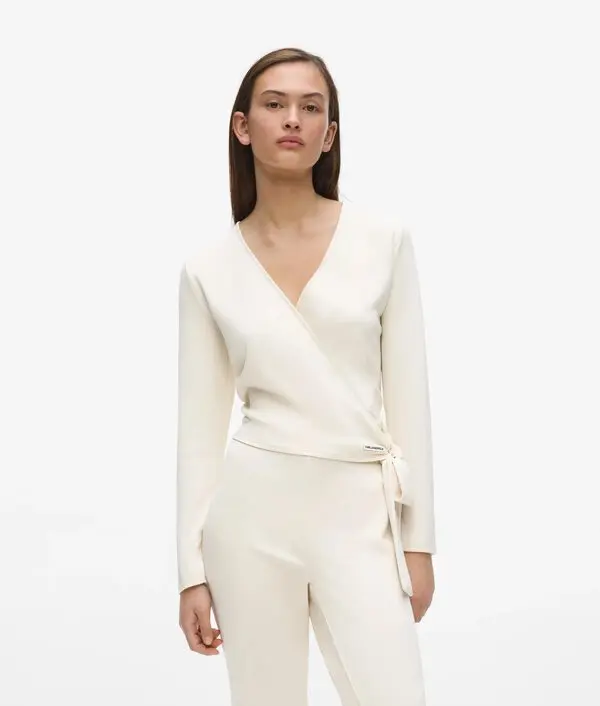 Karl Lagerfeld Loungewear Wrap Top - Cannoli Cream