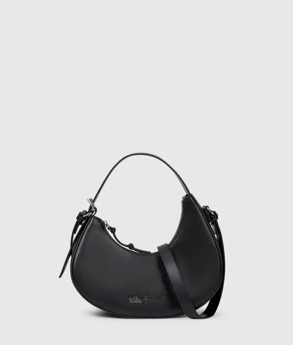 KL JEANS Jeans Rounded Leather Top Handle Bag - Black