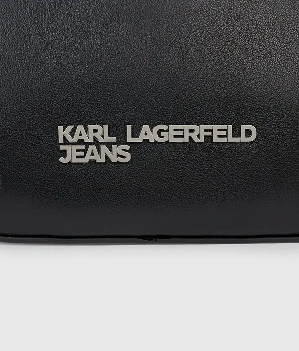 Karl Lagerfeld Rounded Leather Top Handle Bag - Black