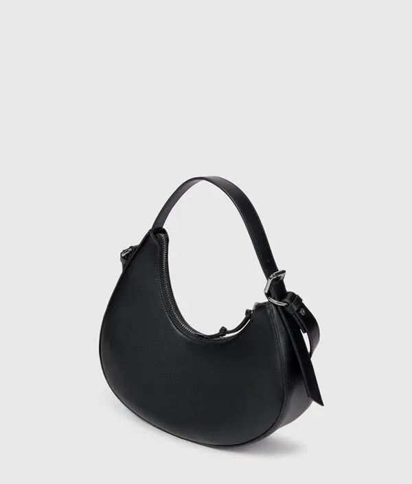 Karl Lagerfeld Rounded Leather Top Handle Bag - Black