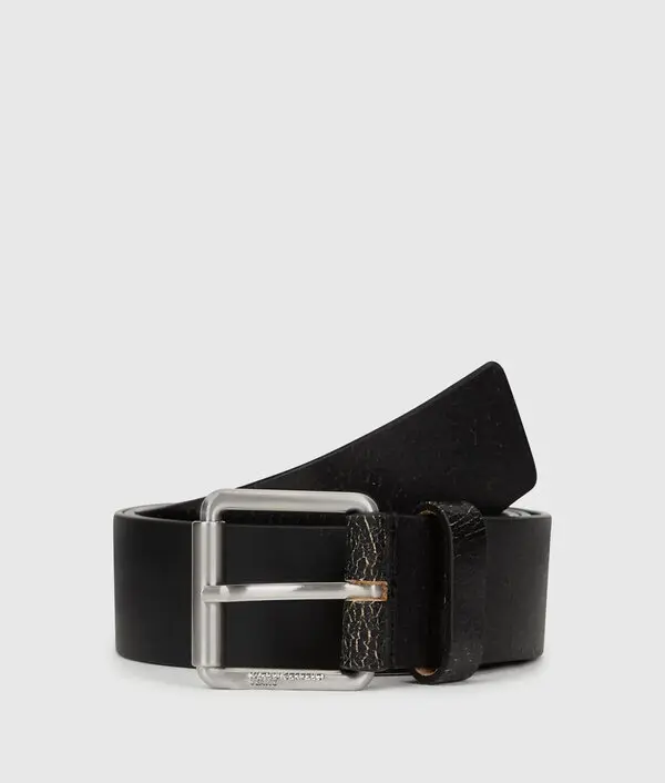 KL JEANS Cracked Leather Belt - Black