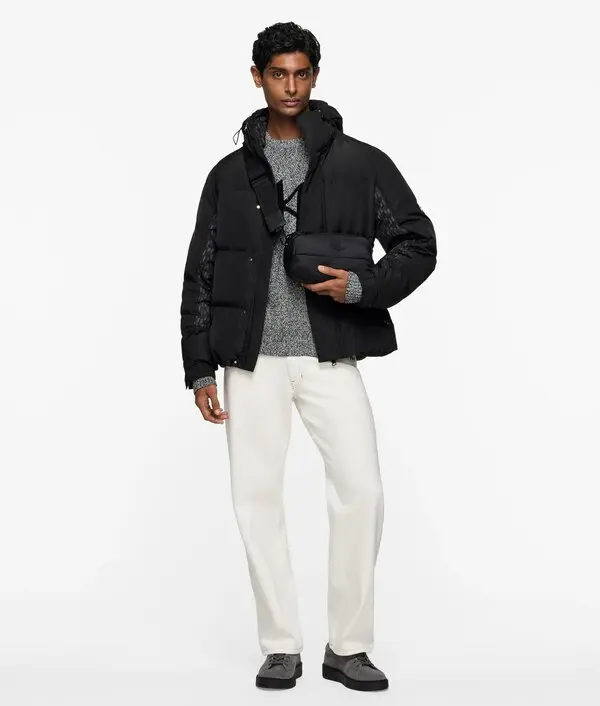 Karl Lagerfeld Monogram Puffer Jacket - Black