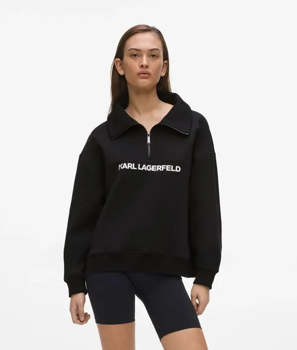 Karl Lagerfeld Logo Athleisure Half-zip Sweatshirt - Black