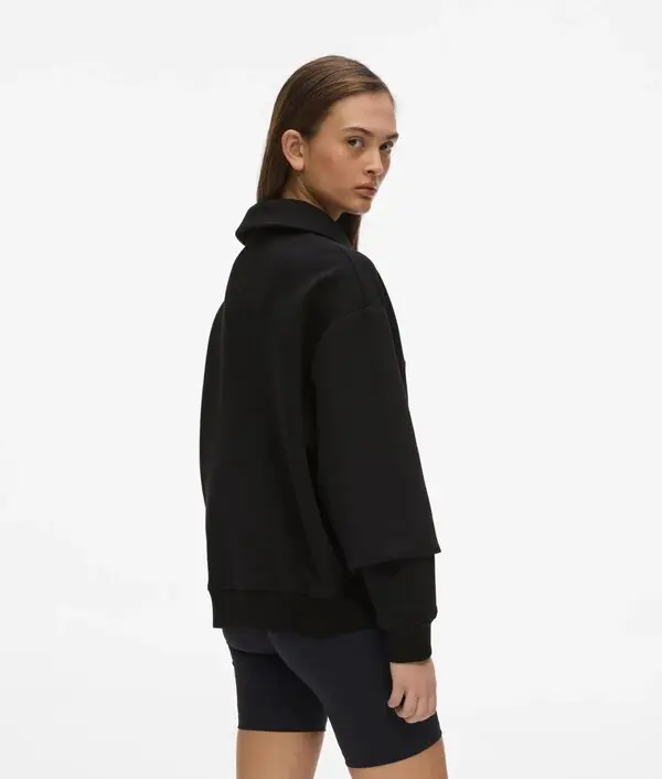 Karl Lagerfeld Logo Athleisure Half-zip Sweatshirt - Black