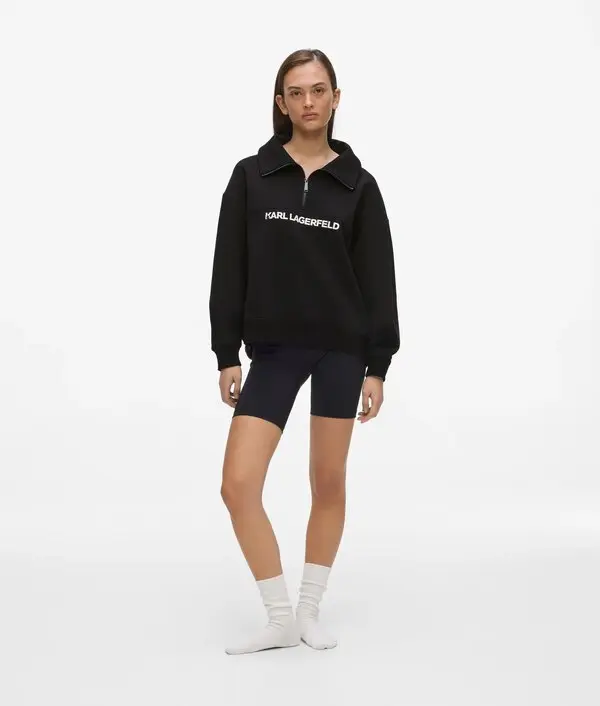 Karl Lagerfeld Logo Athleisure Half-zip Sweatshirt - Black