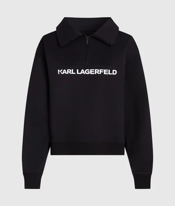 Karl Lagerfeld Logo Athleisure Half-zip Sweatshirt - Black
