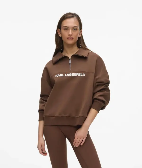 Karl Lagerfeld Logo Athleisure Half-zip Sweatshirt - Chestnut