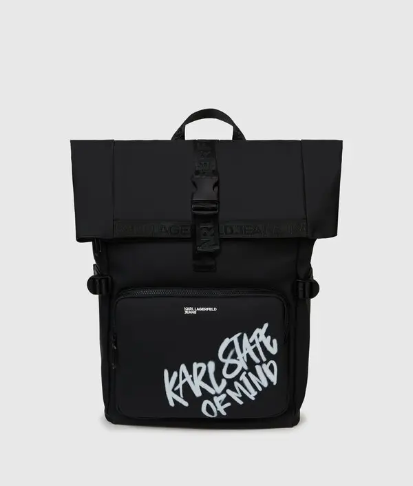 Karl Lagerfeld Coated Roll-top Backpack - Black