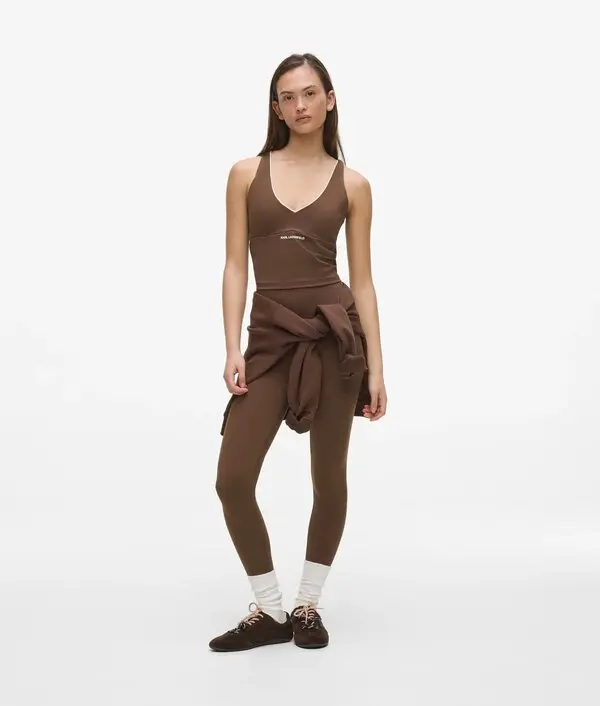 Karl Lagerfeld Contrast Piping Athleisure Tank Top - Chestnut