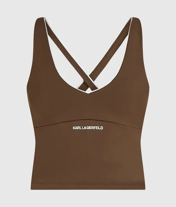Karl Lagerfeld Contrast Piping Athleisure Tank Top - Chestnut